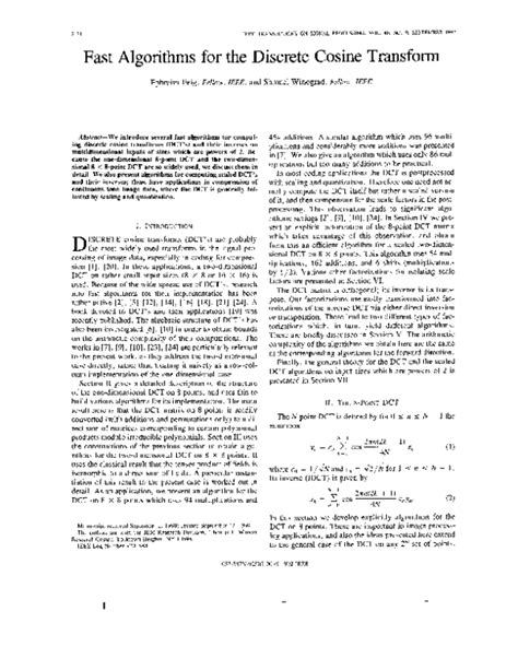 pdf fast algorithms for the discrete cosine transform ephraim feig