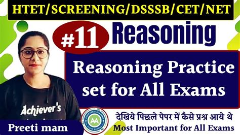 Practice Set Reasoning Imp For Htet Dsssb Kvs Cet Exam By Preeti