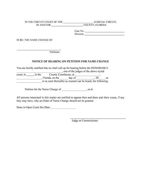NOTICE Of HEARING On PETITION For NAME CHANGE Form Fill Out And Sign