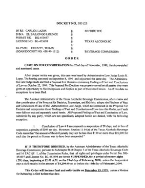 Fillable Online Tabc State Tx Docket No Inre Cawoslmos Texas