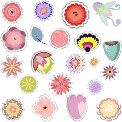 Colección de pegatinas de flores Vector Gratis