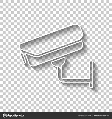 Security Camera Technology Icon White Outline Sign Shadow Transparent