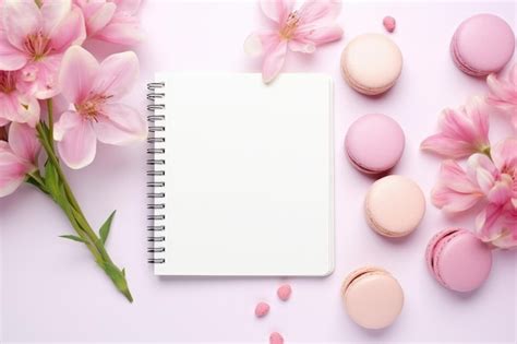 Premium AI Image A Notebook With Pink Flowers And A Notebook On A