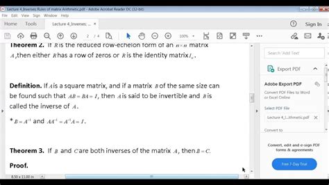 lecture 4 linear algebra inverses rules of matrix arithmetic youtube