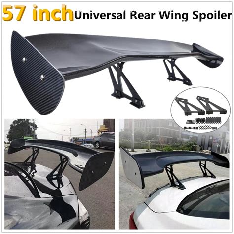 57 GT JDM Universal Car 145CM Carbon Fiber Adjustable Rear Racing