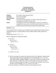 Comp352 Assignment 1 Questions W2015 Concordia University Comp 352