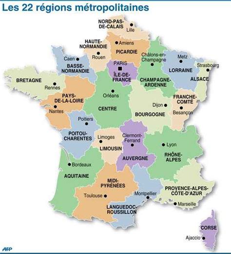 La carte de France avec ses régions Voyage Carte Plan