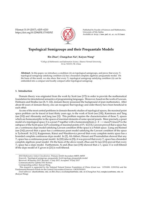 pdf topological semigroups and their prequantale models