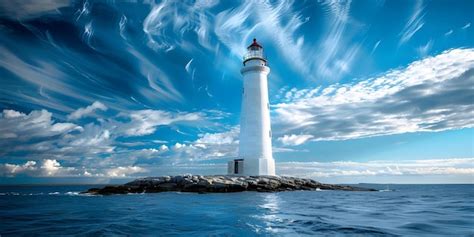 Um farol firme na costa guia os navios segurança através de águas
