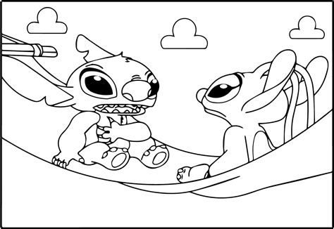 Coloriage Stitch et Angel Pour les Enfants télécharger et imprimer