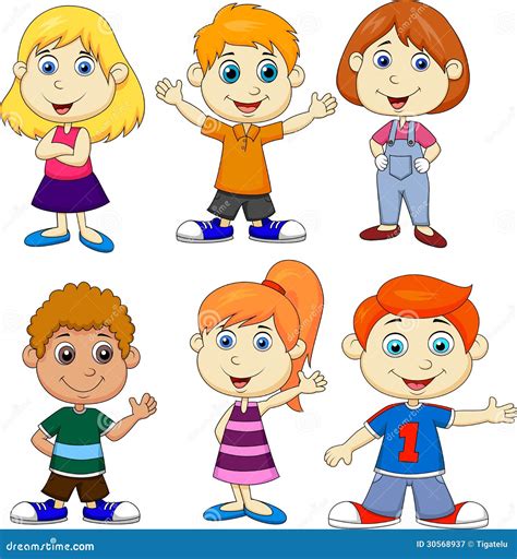 Grupo Dos Desenhos Animados Do Menino E Da Menina Ilustração do Vetor