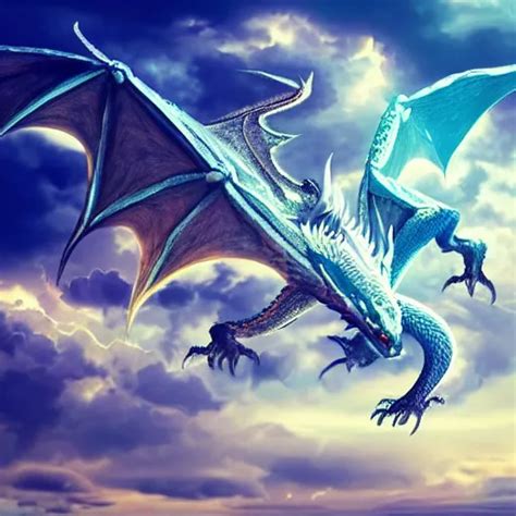A Detailed And Beautiful Dragon Flying Surrounded By Stable Diffusion