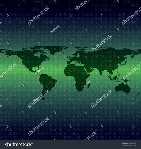 Abstract Security Background Hexcode Map World Stock Vector Royalty