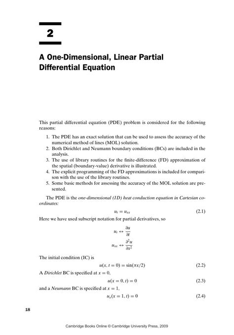 a one dimensional linear partial differential equation chapter 2 a compendium of partial