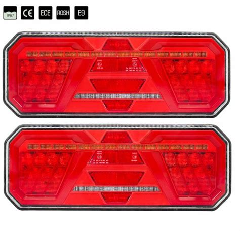 2 x LED Dynamic Clignotants Feux Lampe arrière de Remorque 350mm