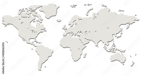 Fototapeta mapa świata dla dzieci World map with shadow simplified