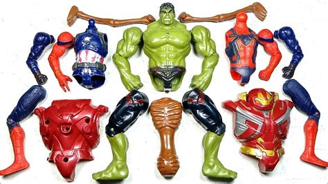 Merakit Mainan Hulk Smash Vs Hulk Buster Vs Spider Man Vs Captain