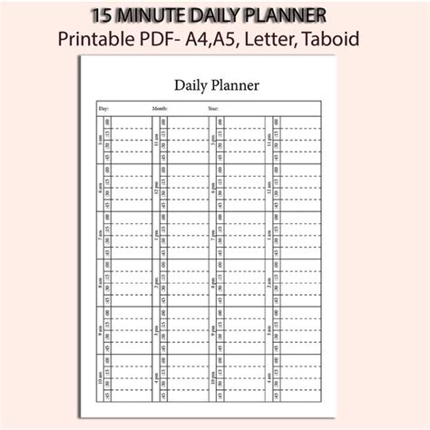 Daily Schedule Template Minute Intervals