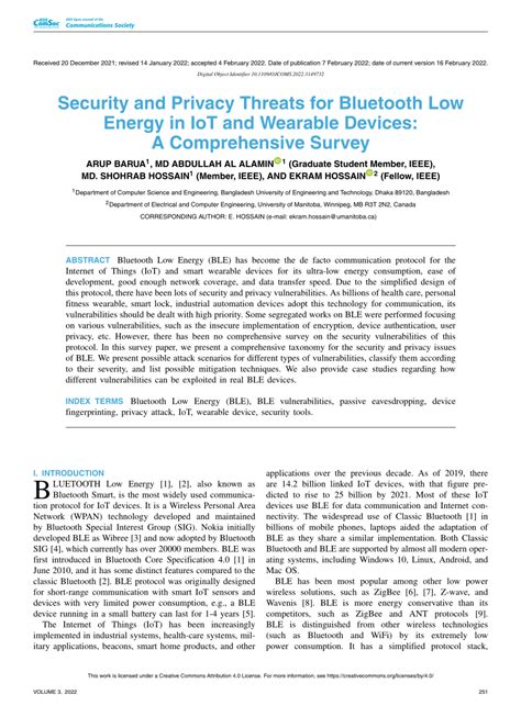 PDF Security And Privacy Threats For Bluetooth Low Energy In IoT And