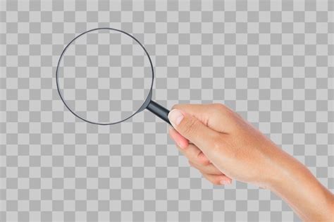 Premium PSD Isolated Hand Holding Magnifying Glass