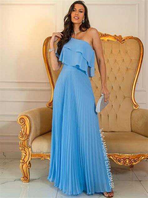 Comprar Vestido De Um Ombro S Saia Plissada Mariah Soyar