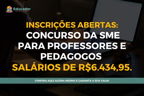 Inscrições abertas concurso da SME para professores e pedagogos