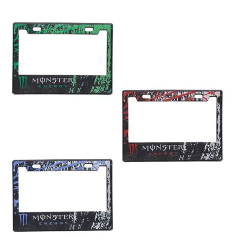 Marco Portaplaca Moto Plastico Logo Monster Impreso Euro F Mercadolibre