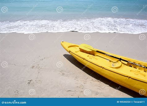 Yellow Kayak On The Beach Stock Photo Image Of Howe 94544254