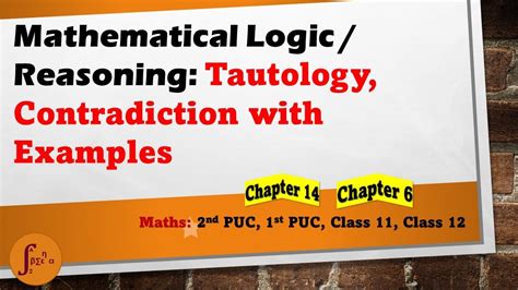 mathematical logic reasoning part 4 tautology contradiction with examples class 11 2nd puc