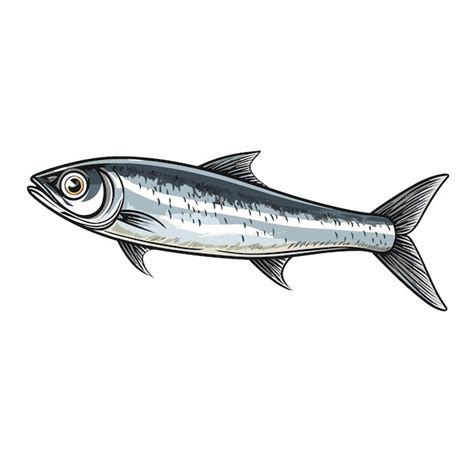 Ilustração de peixe sardinha de cor plana desenhada à mão Vetor Premium