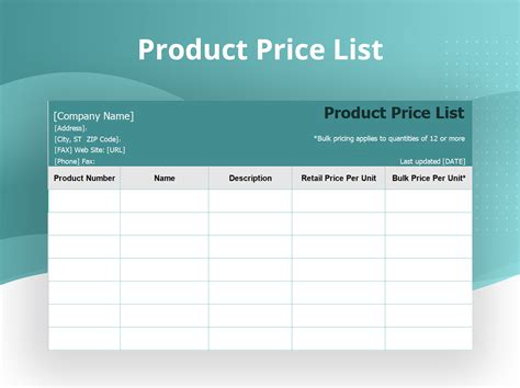 EXCEL Of Product Price List Xlsx WPS Free Templates