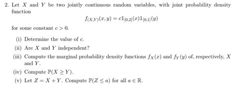 solved 2 let x and y be two jointly continuous random