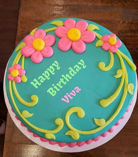 Pink Flower Birthday Cake For Viva