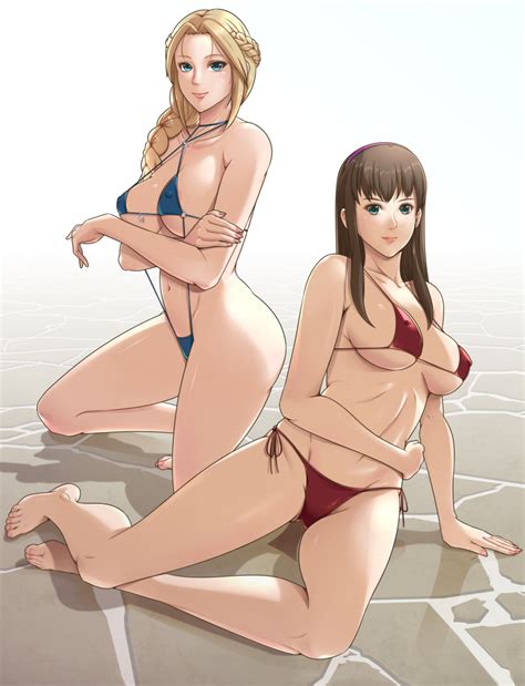 Hentai Busty 2 Girls Alluring Bbkan Big Breasts Bikini Blonde Hair