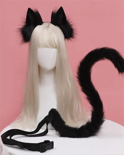 Cat Ears And Tail Cat Tail Anime Cat Ears Handmade Hairpin Ear Hair Ear Headbands Bow