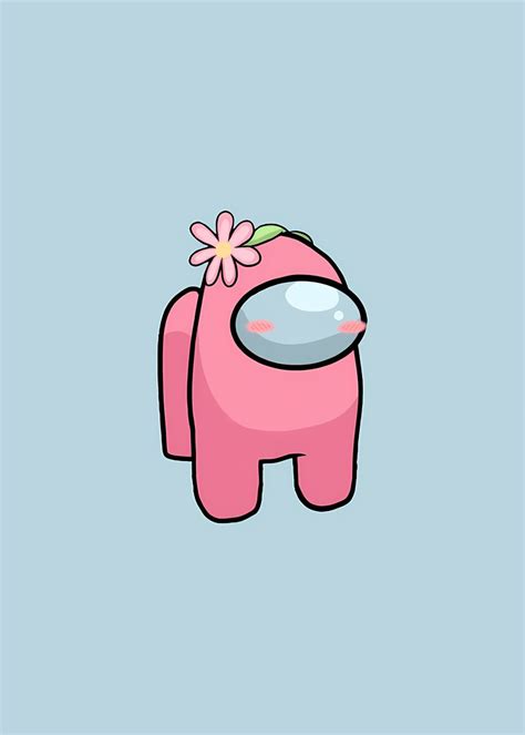 Cute Among Us Pink Poster Picture Metal Print Paint By Lunaxys
