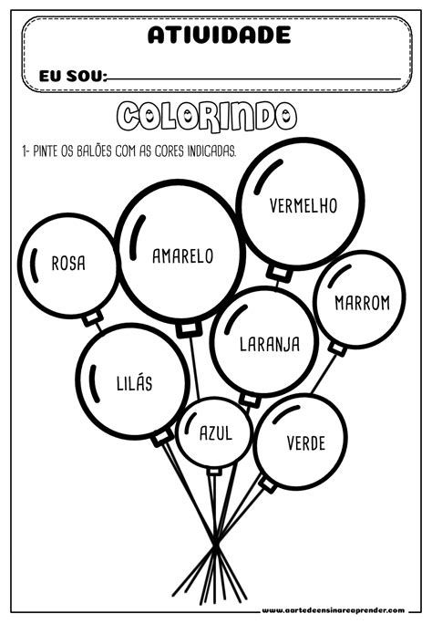 ATIVIDADE PRONTA CORES A Arte De Ensinar E Aprender