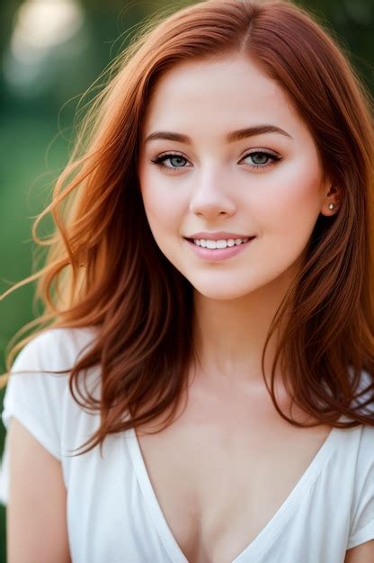Premium Ai Image Portrait Of A Lovely Young Red Head Womandigital Creative Designer Artai