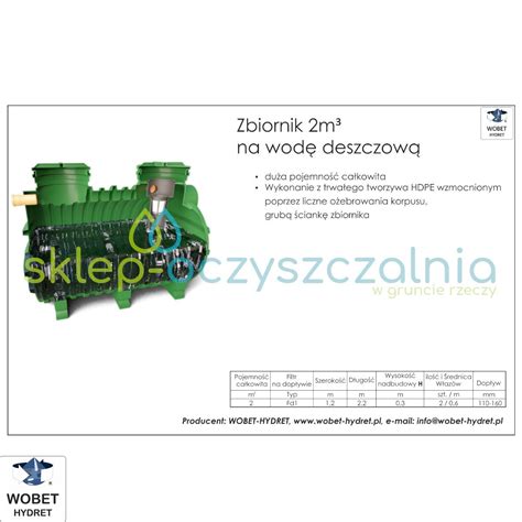 Zbiornik na deszczówkę 2 m3 2000 l HDPE R WOBET HYDRET sklep