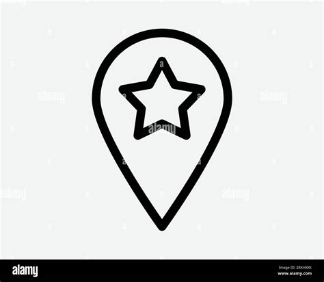 Location Pin Star Line Icon Favourite Place Destination Travel GPS Map