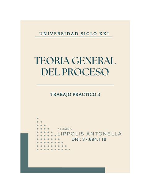 Teoria General DEL Proceso TP 3 El Elemento Subjetivo Refiere A Los