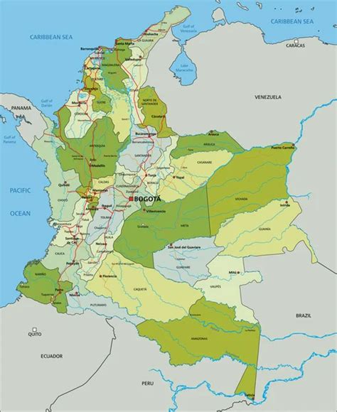 Colorido Mapa Pol Tico Colombia Con Capas Claramente Etiquetadas