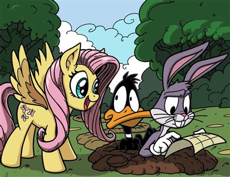 547466 Artistlatecustomer Bugs Bunny Crossover Daffy Duck Fluttershy Looney Tunes Safe