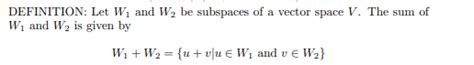 [solved] definition let w1 and w2 be subspaces of a vecto