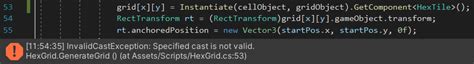 InvalidCastException Specified Cast Is Not Valid Unity Engine