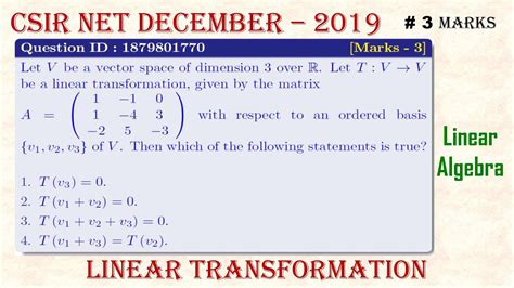 csir net december 2019 linear algebra question id 1879801770 part b linear