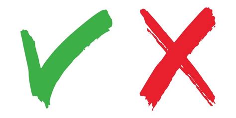 Premium Vector Hand Drawn Of Green Check Mark And Red Cross Isolated