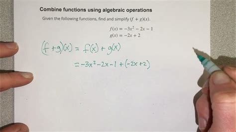 combine functions using algebraic operations youtube