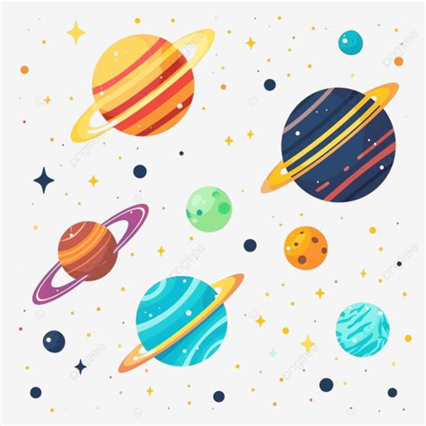 Neptun Type Of Planets In The Solar System Space Flat Planet Solar