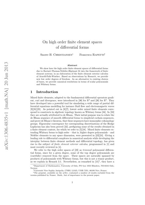 pdf on high order finite element spaces of differential forms